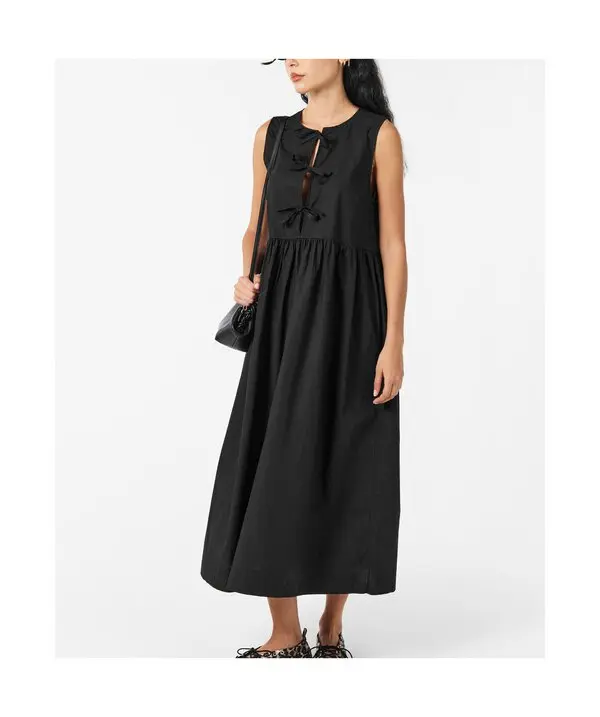 GANNI Sleeveless Maxi Dress With Bow Detail