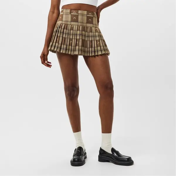 MARINE SERRE Moon Print Pleated Mini Skirt