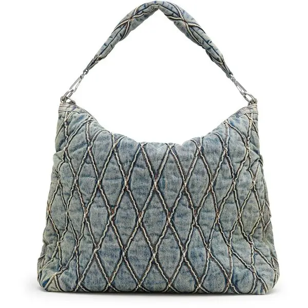 DIESEL® Quilted Denim Shoulder Bag With Chain Detail