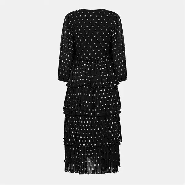 GANNI Printed Tiered Midi Dress