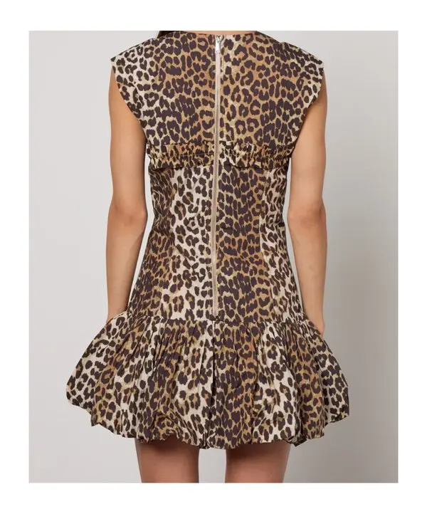 GANNI Sleeveless Leopard Print Mini Dress