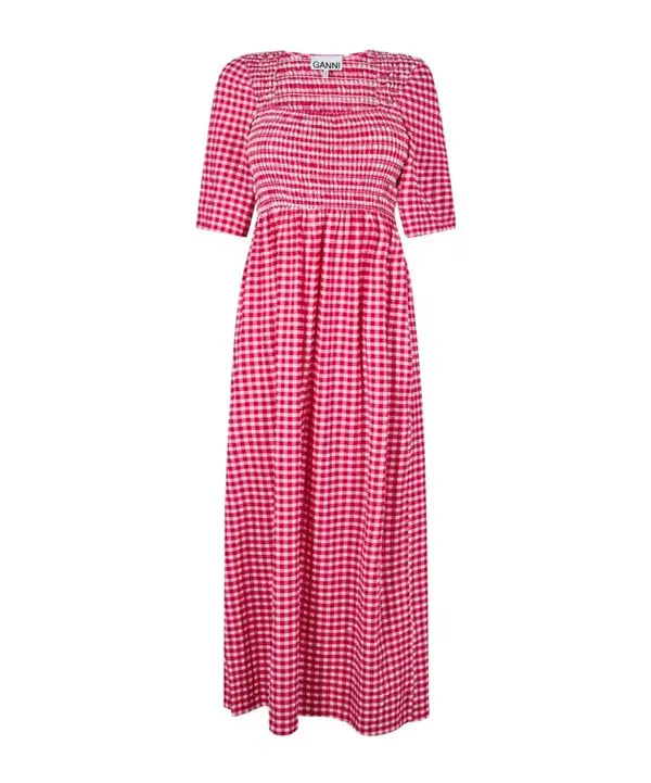 GANNI Checked Maxi Dress