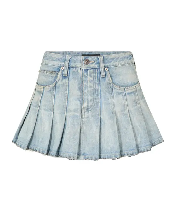 Balenciaga Pleated Denim Mini Skirt