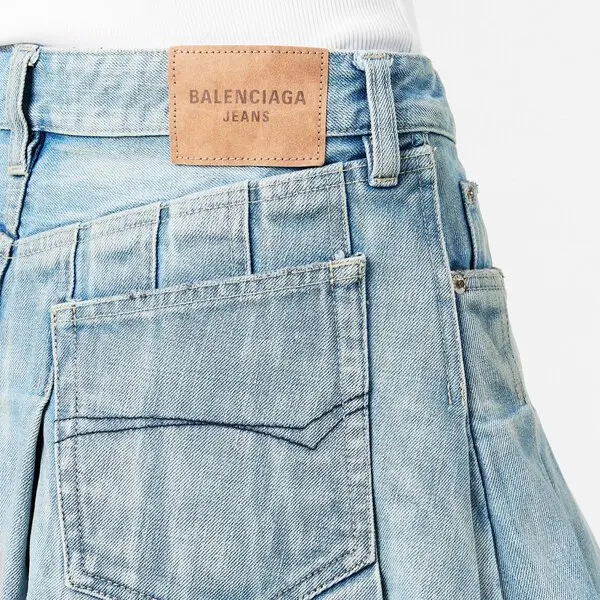 Balenciaga Pleated Denim Mini Skirt