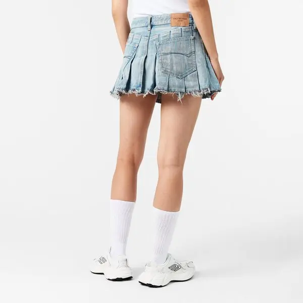 Balenciaga Pleated Denim Mini Skirt