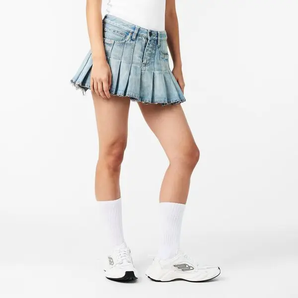 Balenciaga Pleated Denim Mini Skirt
