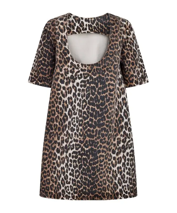 GANNI Leopard Print Shift Mini Dress