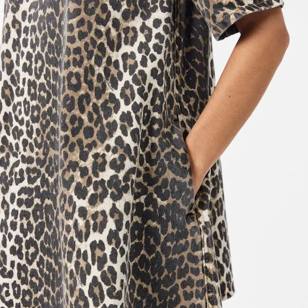 GANNI Leopard Print Shift Mini Dress