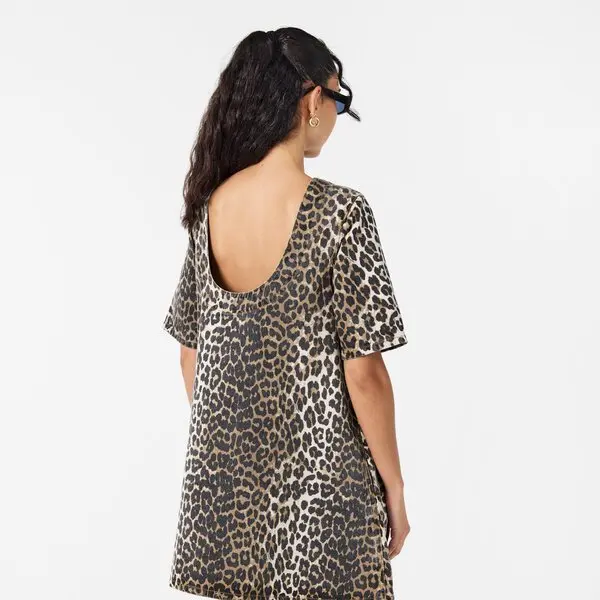 GANNI Leopard Print Shift Mini Dress