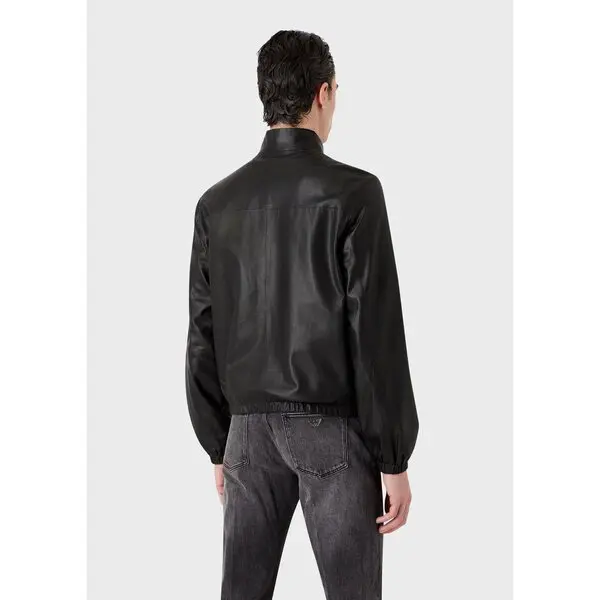 Emporio Armani Textured Leather Bomber Jacket