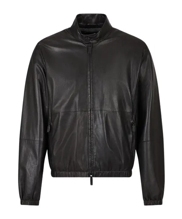 Emporio Armani Textured Leather Bomber Jacket - No
