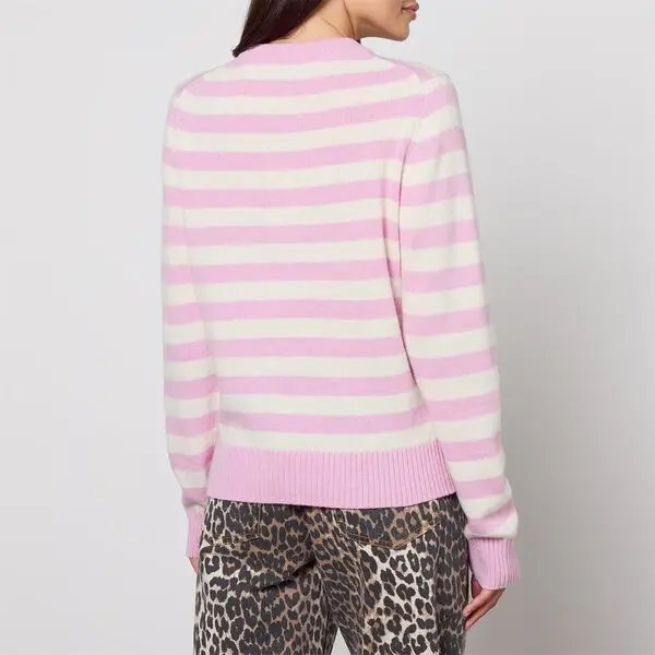 GANNI Striped Crew Neck Sweater - Pink
