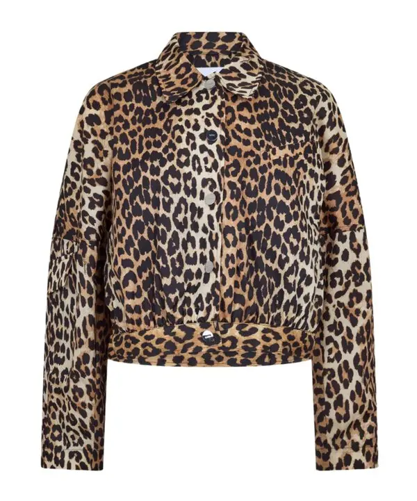 GANNI Leopard Print Casual Jacket