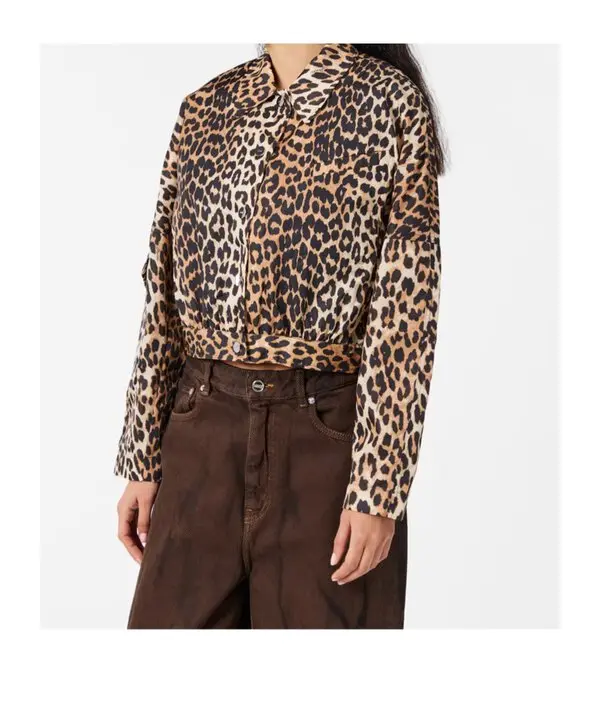 GANNI Leopard Print Casual Jacket
