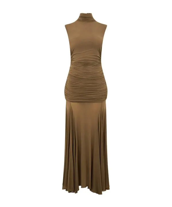 Magda Butrym Mock Neck Sleeveless Maxi Dress