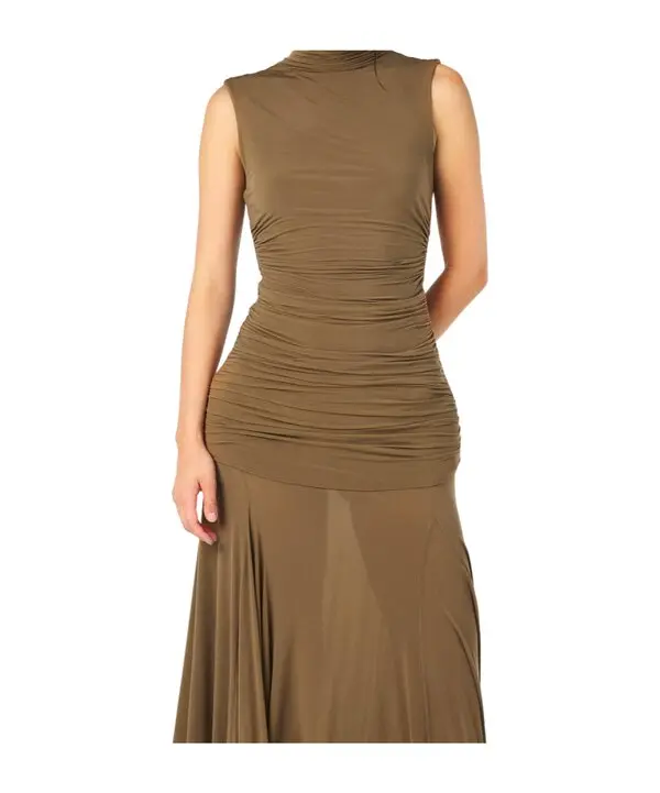 Magda Butrym Mock Neck Sleeveless Maxi Dress