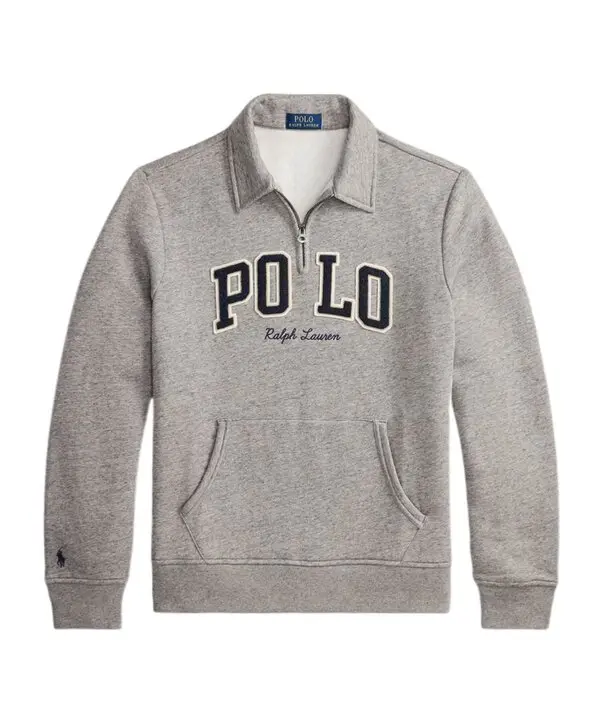 Polo Ralph Lauren Quarter Zip Fleece With Embroidered Logo - Gray
