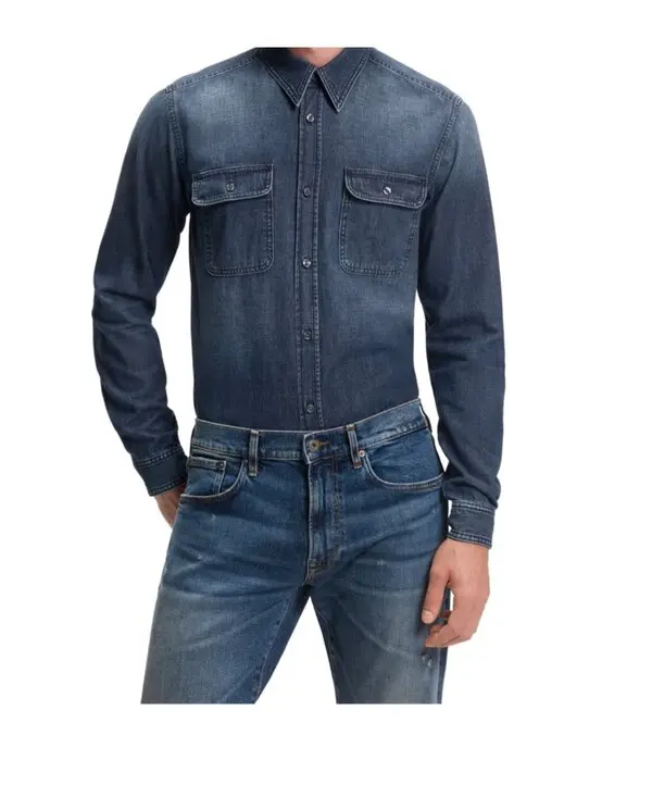 Hugo Boss Hbb Double Breasted Denim Shirt
