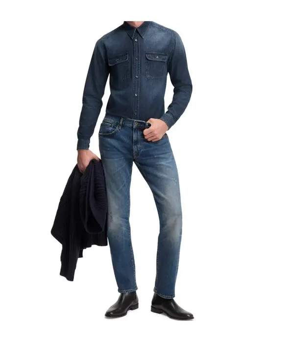 Hugo Boss Hbb Double Breasted Denim Shirt