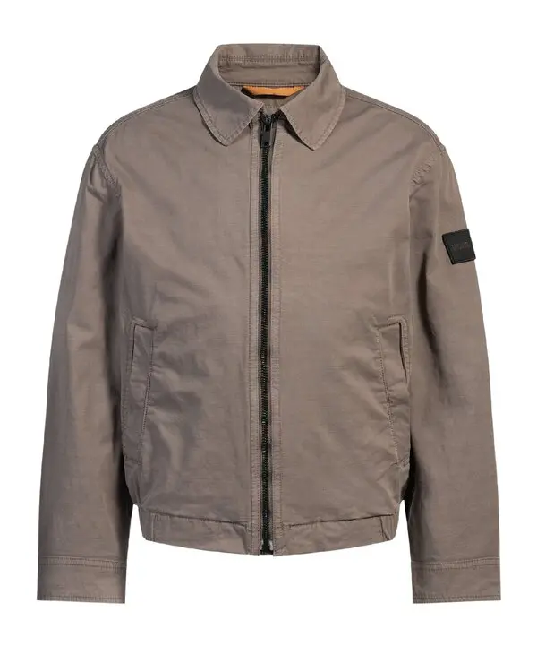 Hugo Boss Casual Zip-up Jacket With Pointed Collar And Logo Patch