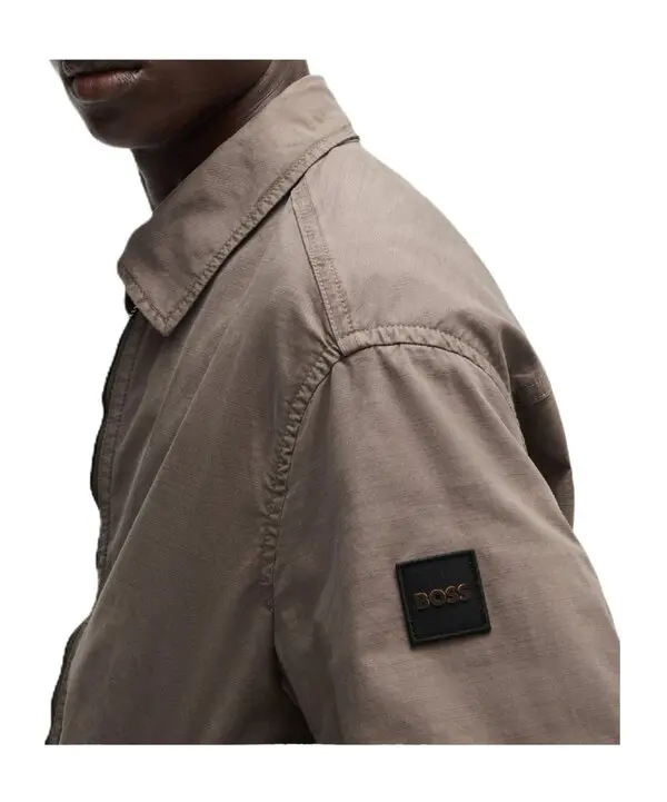 Hugo Boss Casual Zip-up Jacket With Pointed Collar And Logo Patch