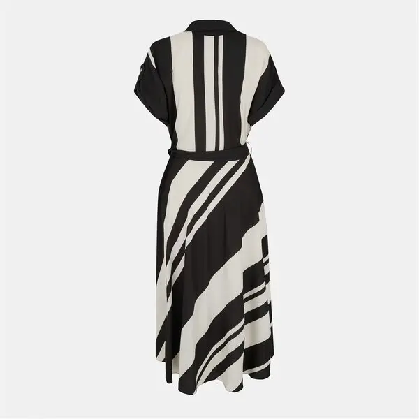 Ralph Lauren Diagonal Stripe Wrap Dress - Black