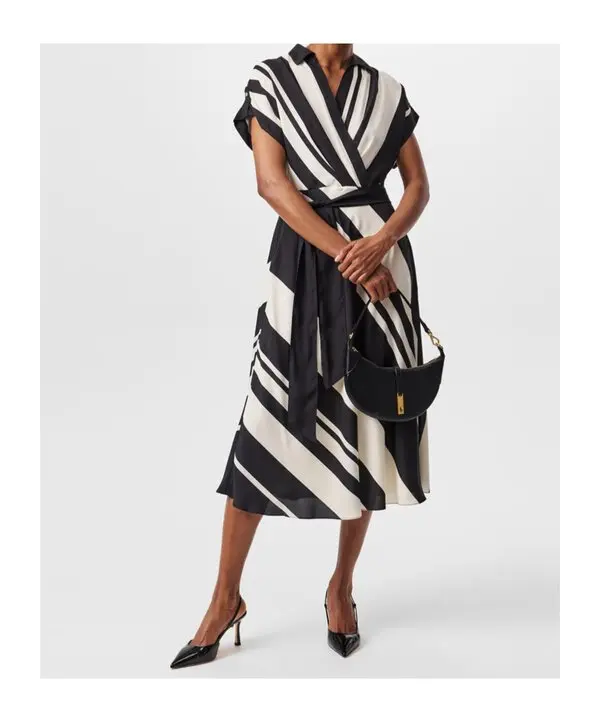 Ralph Lauren Diagonal Stripe Wrap Dress - Black
