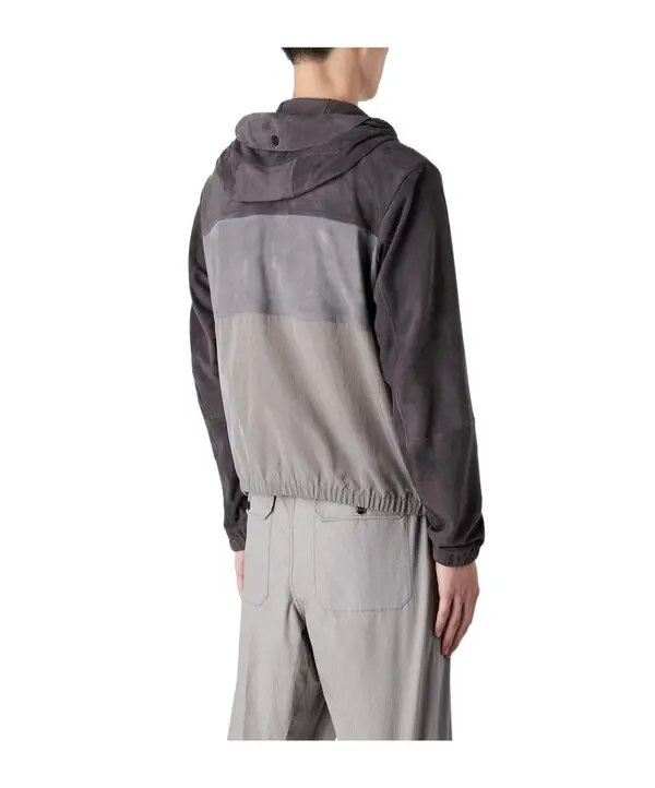 Emporio Armani Suede Colourblock Hooded Jacket