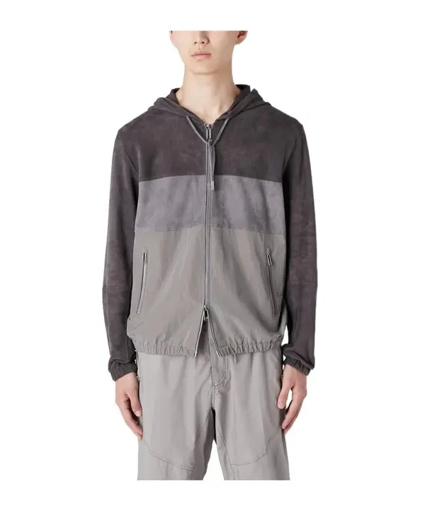 Emporio Armani Suede Colourblock Hooded Jacket