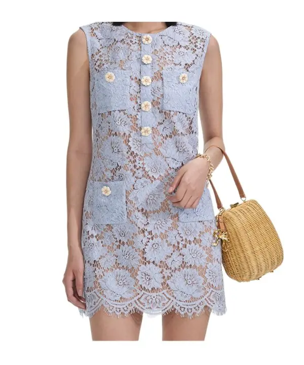 SELF-PORTRAIT Lace Mini Dress With Patch Pockets