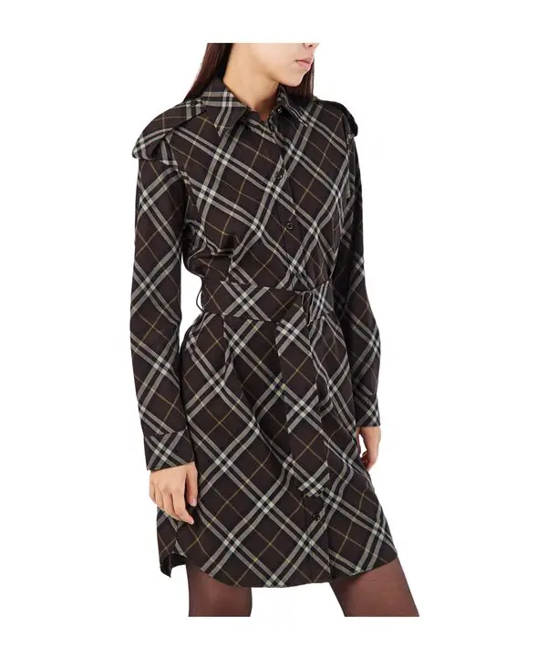 Burberry Kyra Shirt Dress With Signature Check