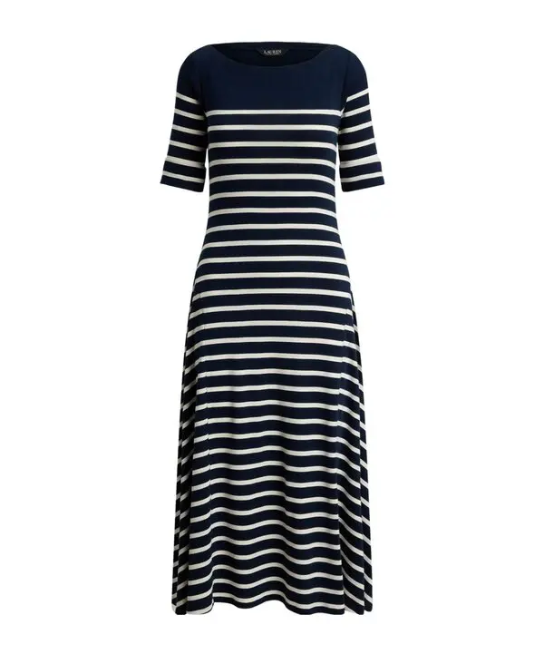 Ralph Lauren Striped Off-the-shoulder A-line Dress