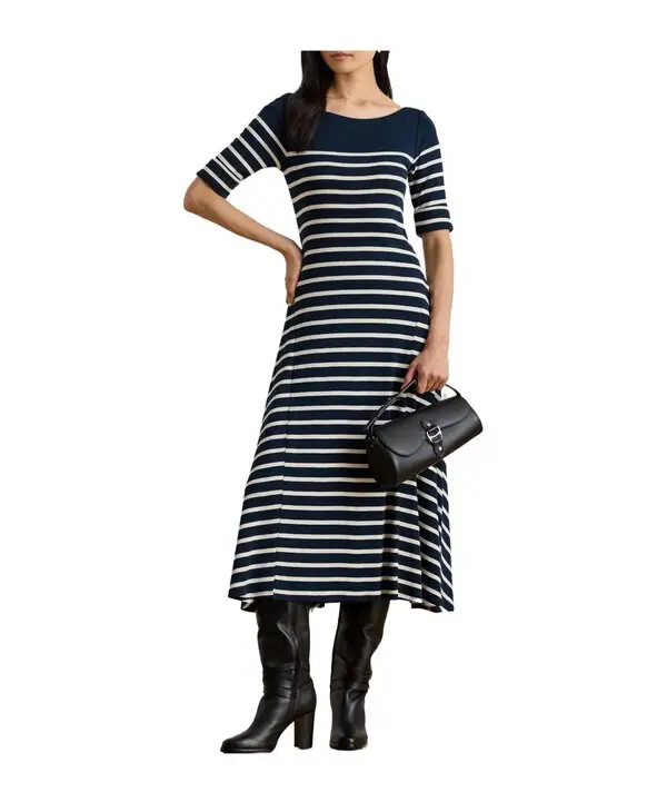 Ralph Lauren Striped Off-the-shoulder A-line Dress