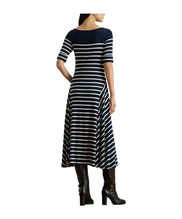 Ralph Lauren Striped Off-the-shoulder A-line Dress
