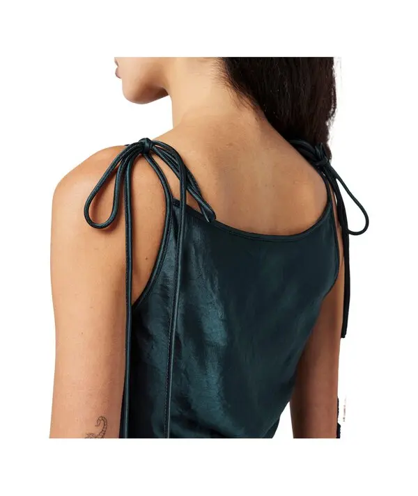 Acne Studios Midi Dress With Asymmetrical Cut And Lace Trims