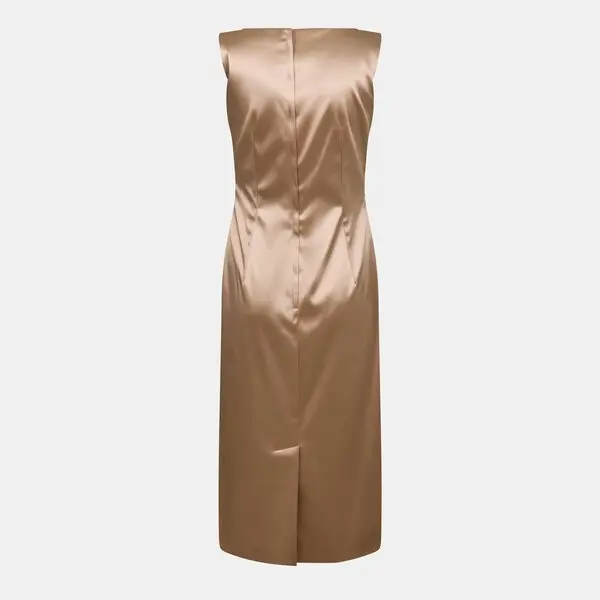 Dolce & Gabbana Sleeveless Leopard Print Detail Ruched Midi Dress