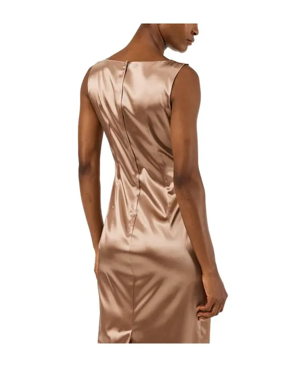 Dolce & Gabbana Sleeveless Leopard Print Detail Ruched Midi Dress