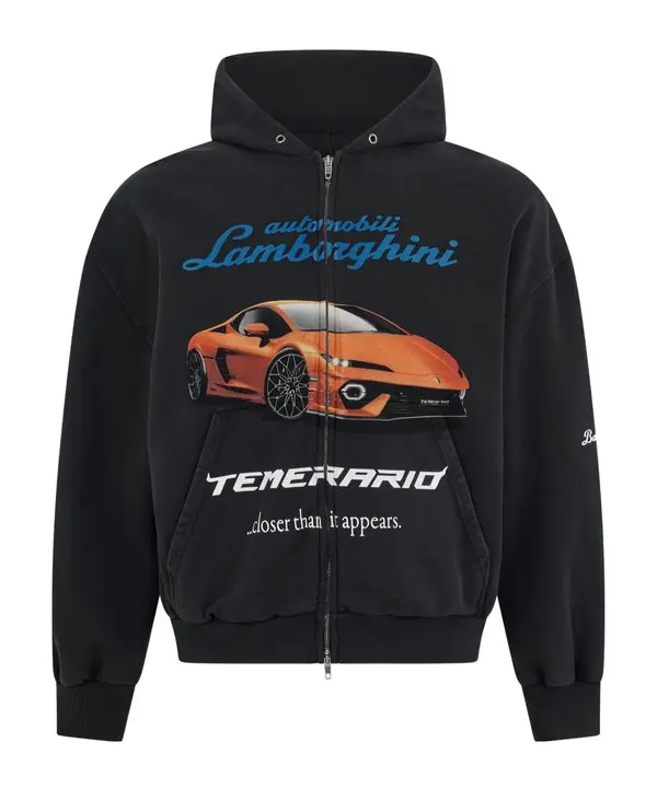 Balenciaga Printed Zip Hoodie - Black