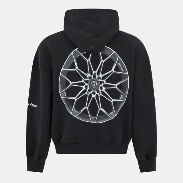 Balenciaga Printed Zip Hoodie - Black
