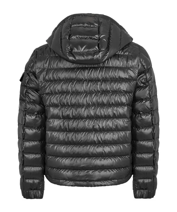 Moncler Quilted Down Jacket With Detachable Hood And Logo Patch