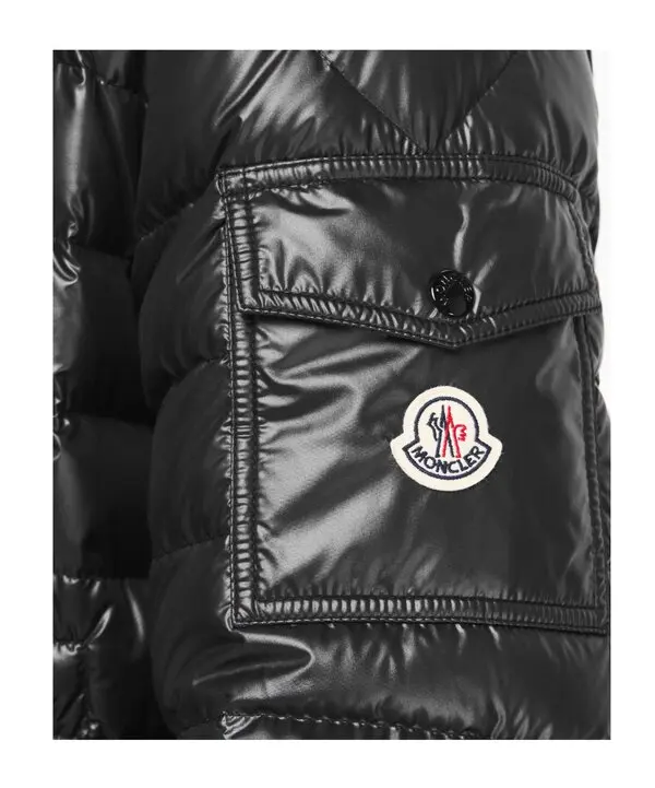Moncler Quilted Down Jacket With Detachable Hood And Logo Patch