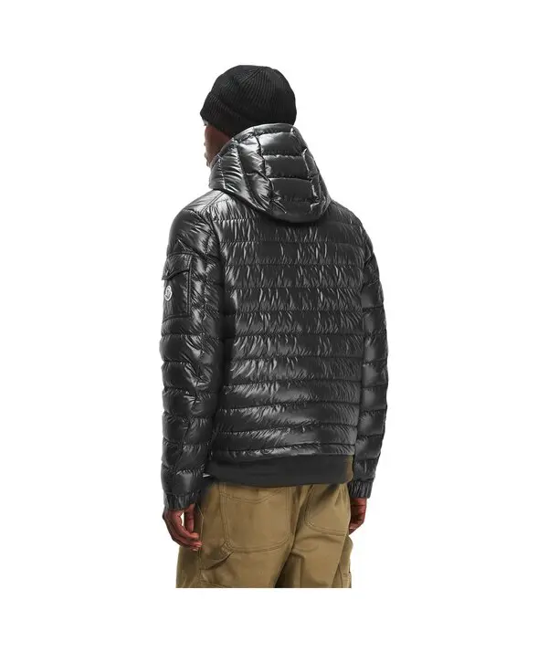 Moncler Quilted Down Jacket With Detachable Hood And Logo Patch