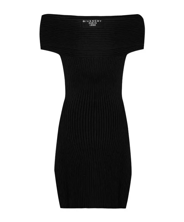 Givenchy Ribbed Off-the-shoulder Mini Dress