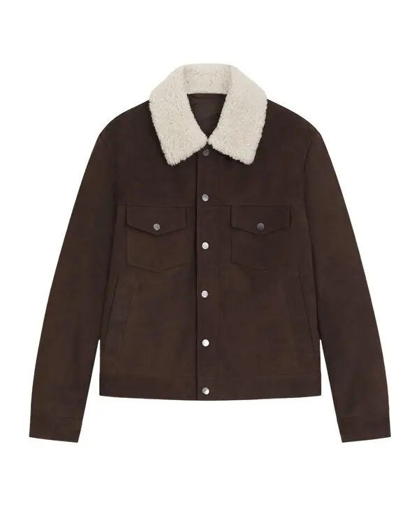Hugo Boss Suede Jacket With Fur Collar