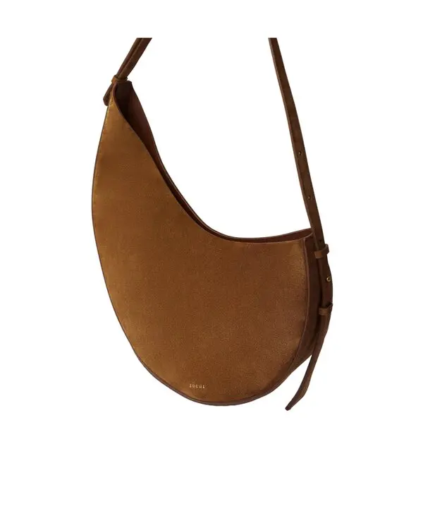 Soeur Suede Crescent Shoulder Bag - Brown