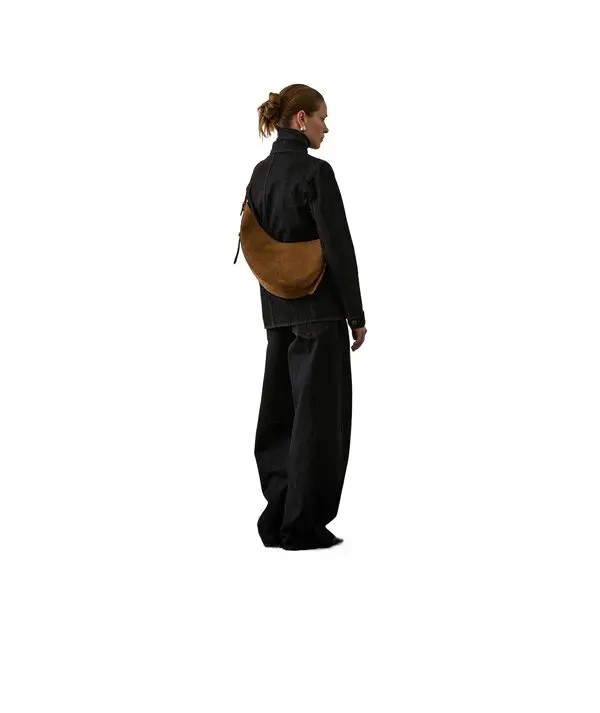 Soeur Suede Crescent Shoulder Bag - Brown