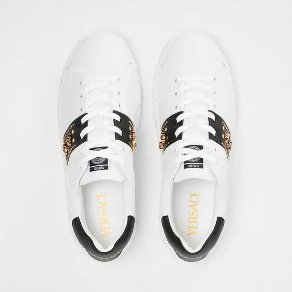 Versace Leather Low-top Sneakers With Medusa Emblem
