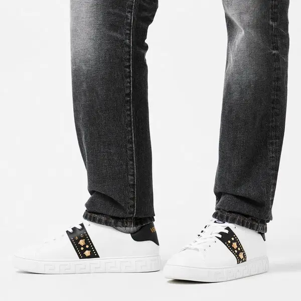 Versace Leather Low-top Sneakers With Medusa Emblem
