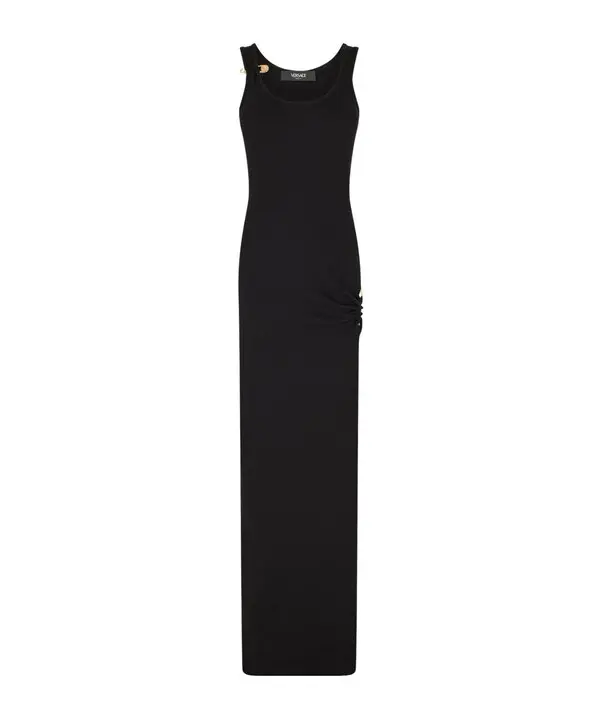 Versace Ruched Maxi Dress With Side Slit