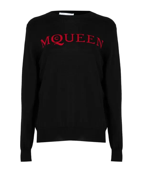 Alexander McQueen Knit Sweater With Red Lettering